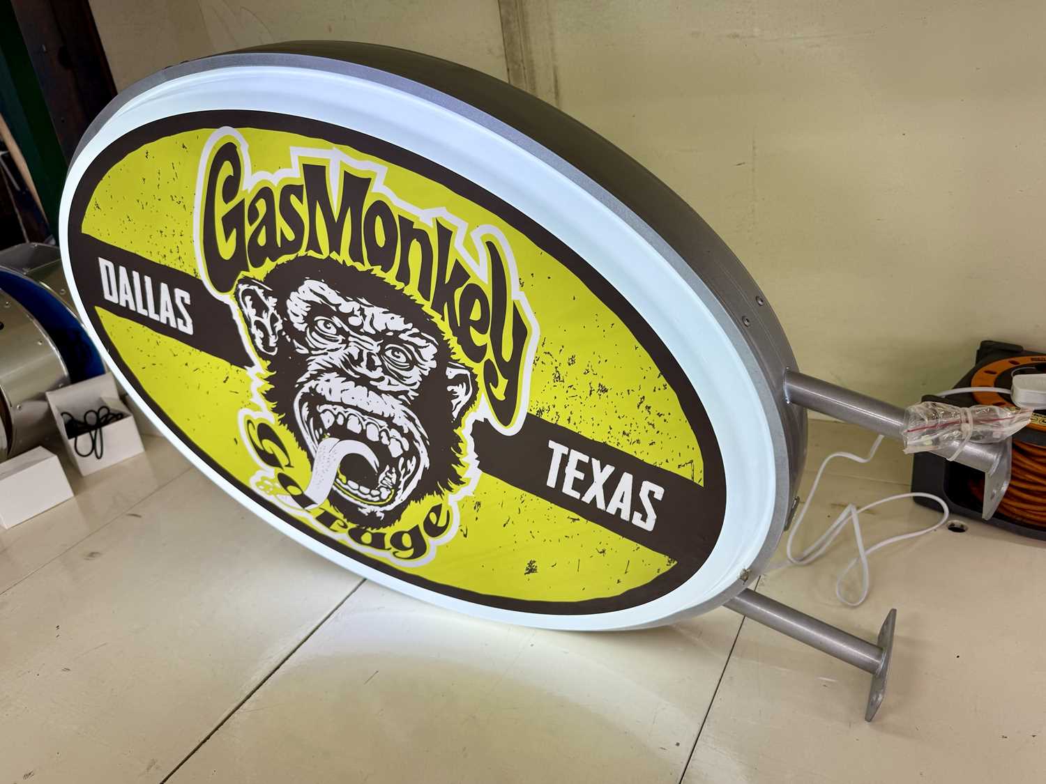 Lot 112 - Illuminated Oval Double Sided Garage Sign