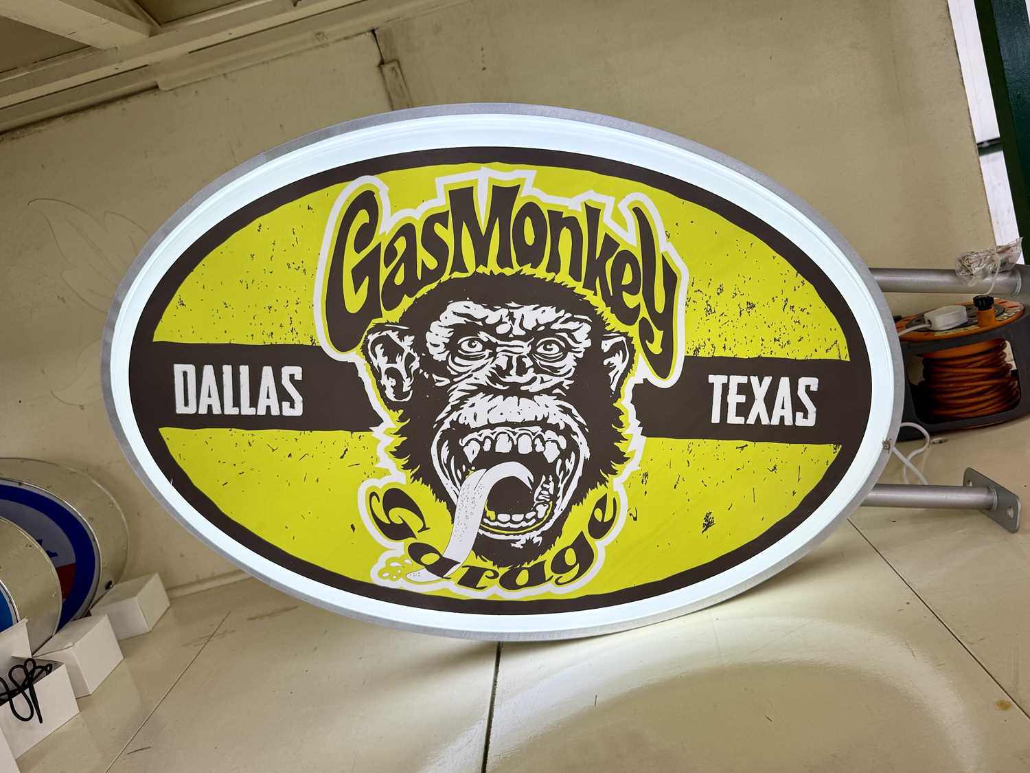 Lot 112 - Illuminated Oval Double Sided Garage Sign